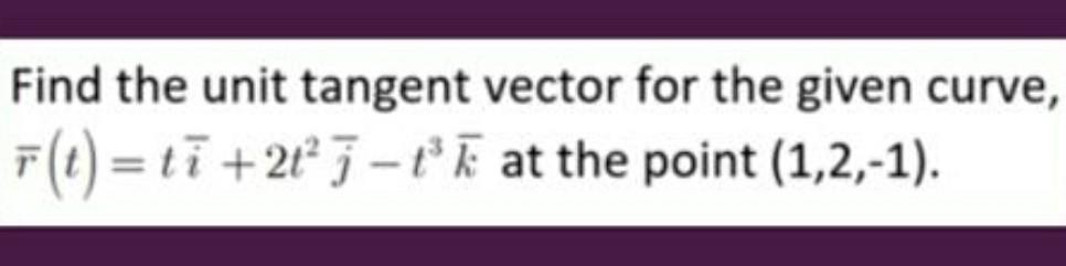 Solved Find the unit tangent vector for the given curve, | Chegg.com