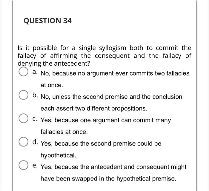 Solved Is it possible for a single syllogism both to commit | Chegg.com