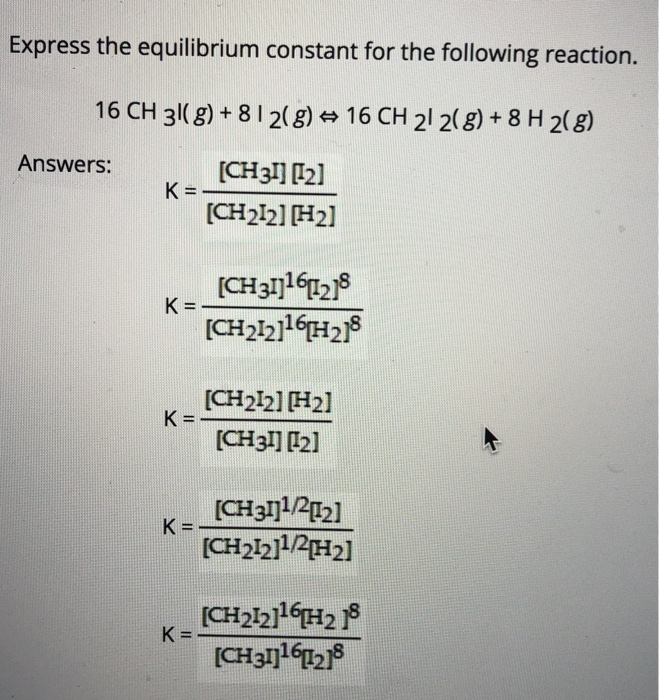Solved Express the reverse equilibrium constant for the | Chegg.com