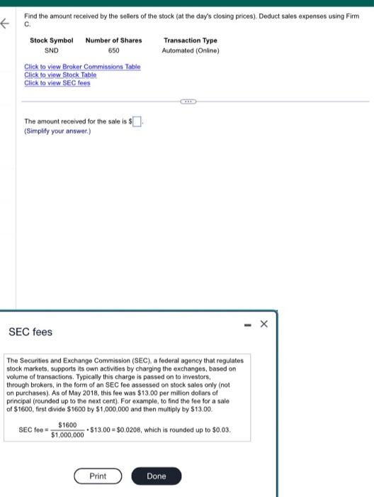 Solved Find the amount received by the sellers of the stock | Chegg.com