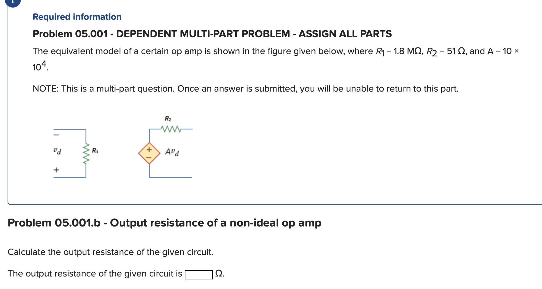 Solved The equivalent model of a certain op amp is shown in | Chegg.com