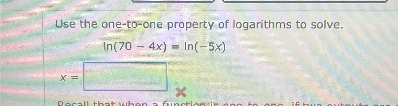 Solved Use the one-to-one property of logarithms to | Chegg.com