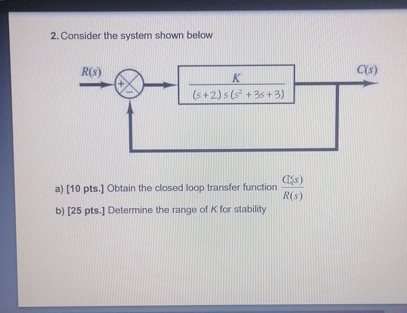 Solved 2. Consider the system shown below a) [10 pts.] | Chegg.com
