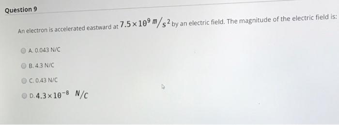 Solved Question 9 An Electron Is Accelerated Eastward At
