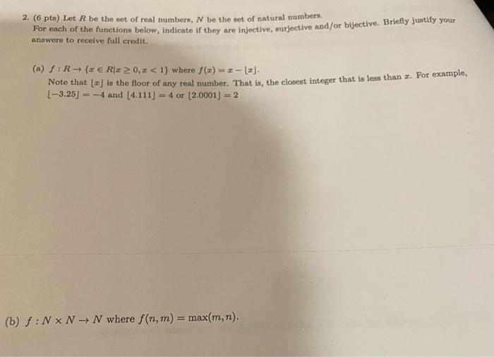 Solved NetID: Question 2 - Sets and Functions (12 pts) 1. (6 | Chegg.com