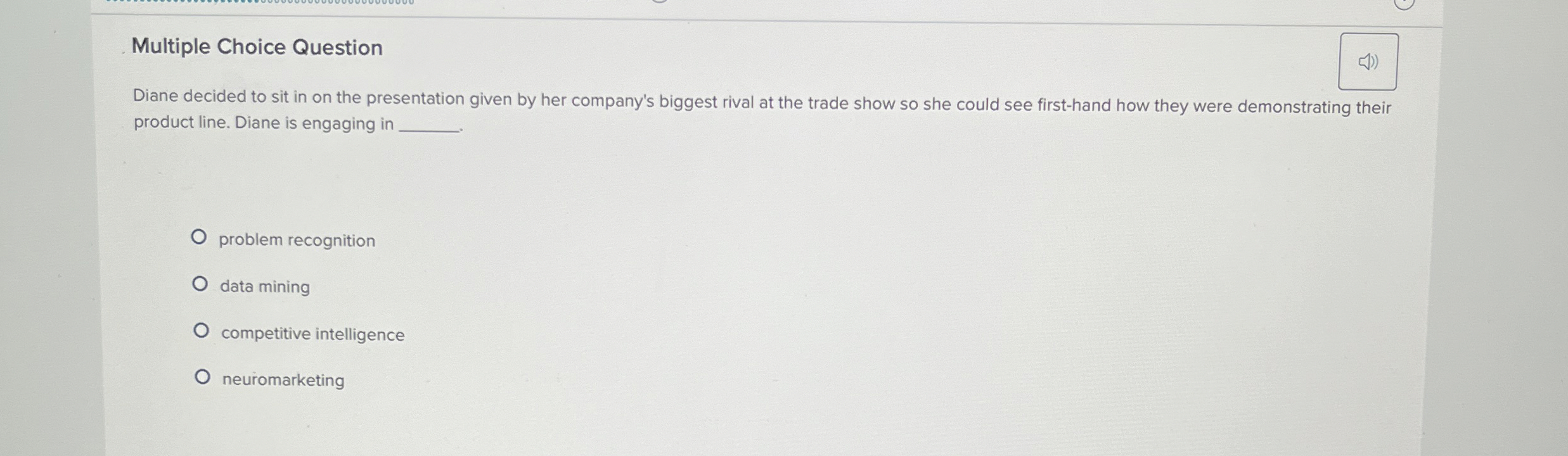 Solved Multiple Choice QuestionDiane decided to sit in on | Chegg.com