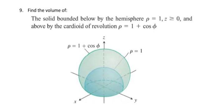 Solved Find the volume of: The solid bounded below by the | Chegg.com