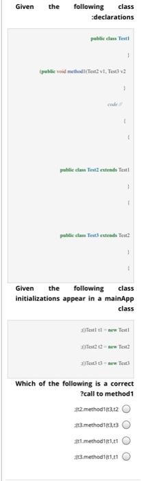 Solved Given the following class declarations public class | Chegg.com