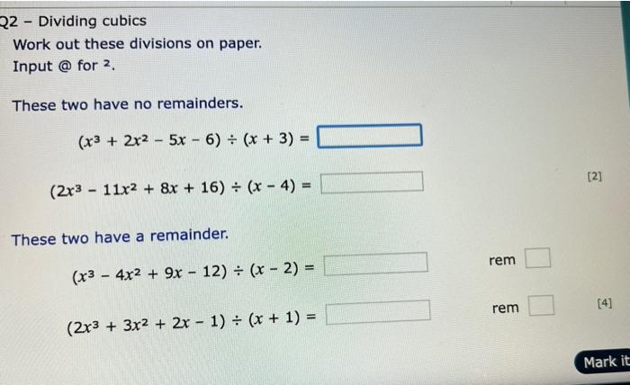 Solved 22 - Dividing cubics Work out these divisions on | Chegg.com