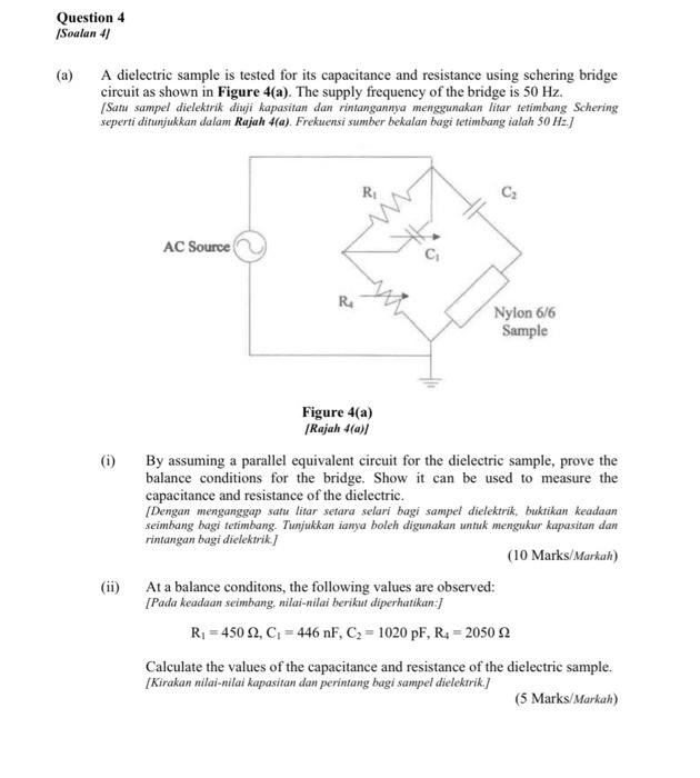 Solved a) A dielectric sample is tested for its capacitance | Chegg.com