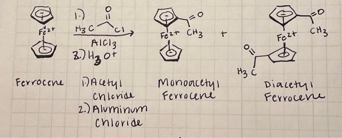 Solved 3.) H3O+ Ferrocene 1.) Acetyl Monoacetyl chloride | Chegg.com