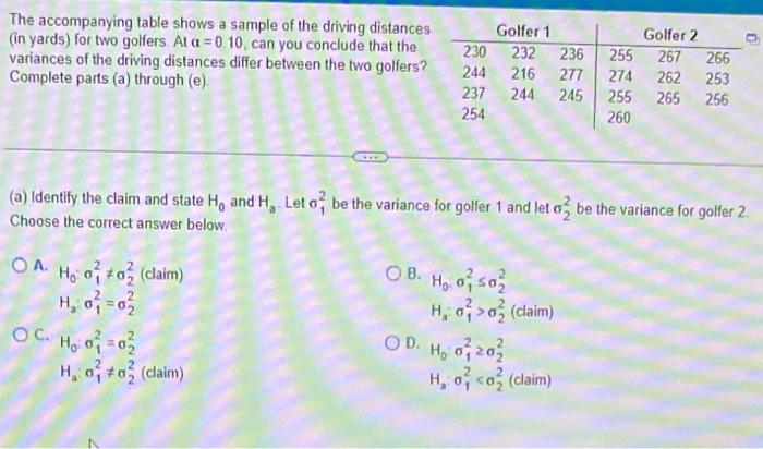 Solved The accompanying table shows a sample of the driving | Chegg.com
