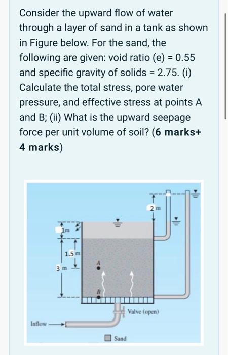Solved Consider the upward flow of water through a layer of | Chegg.com