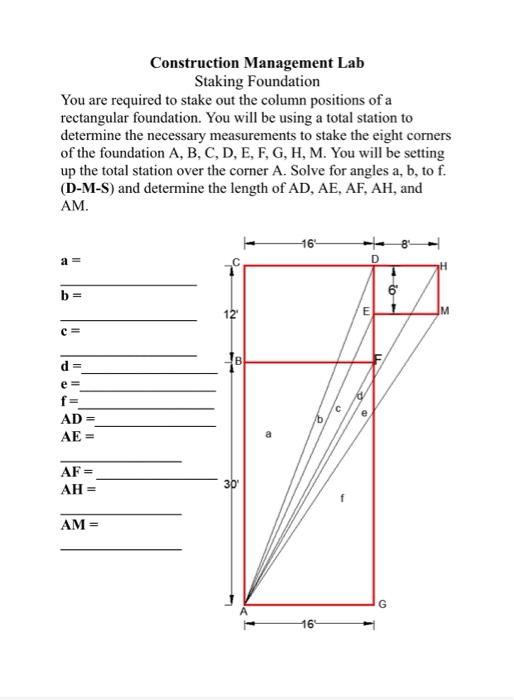 Solved Construction Management Lab Staking Foundation You | Chegg.com