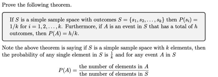 Solved Prove the following theorem. If S is a simple sample | Chegg.com