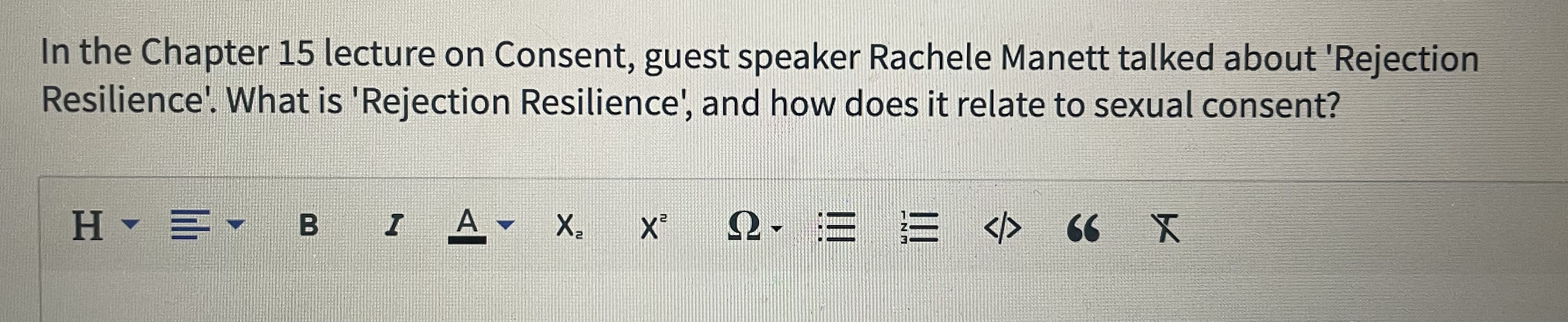 Solved In the Chapter 15 ﻿lecture on Consent, guest speaker | Chegg.com