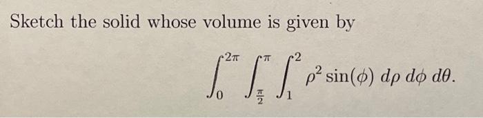 Solved Sketch the solid whose volume is given by | Chegg.com