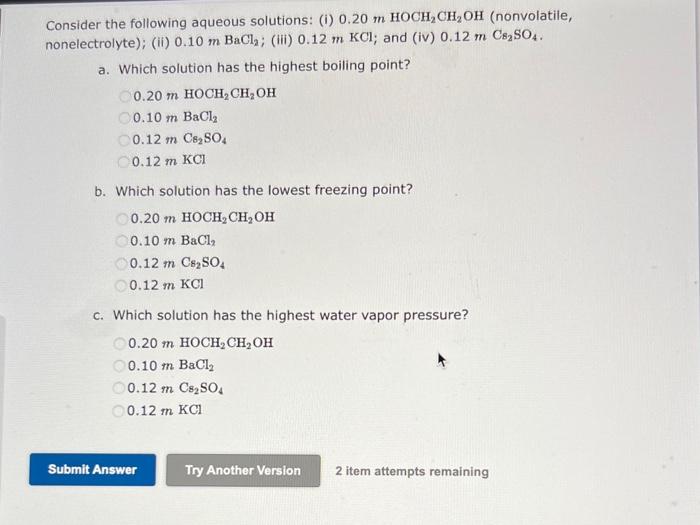 Solved Consider the following aqueous solutions: (i) | Chegg.com