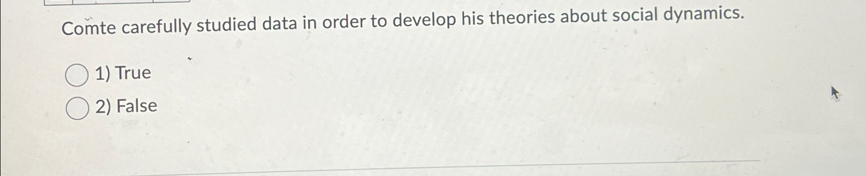 Solved Comte carefully studied data in order to develop his | Chegg.com