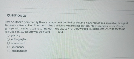 Solved QUESTION 26First Southern Community Bank management | Chegg.com