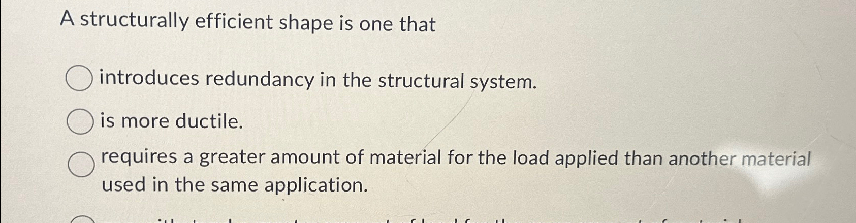 Solved A structurally efficient shape is one thatintroduces | Chegg.com