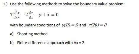 Solved 1.) Use the following methods to solve the boundary | Chegg.com