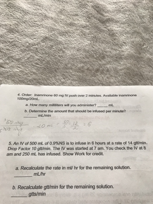 Solved . 2. A continuous insulin drip is order for a patient | Chegg.com