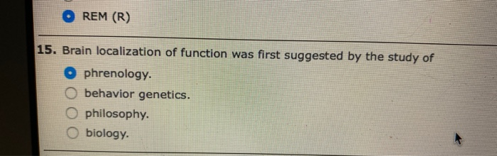 Solved OREM (R) 15. Brain localization of function was first | Chegg.com