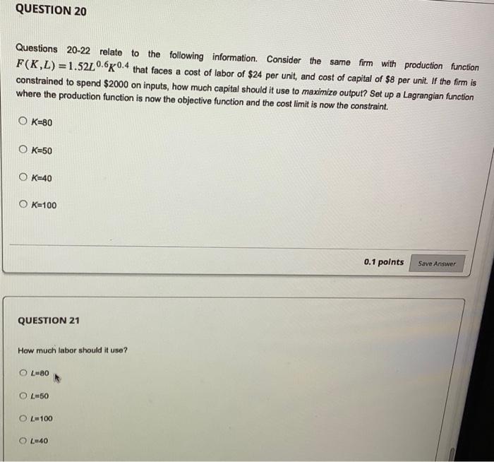 Solved Questions 20−22 relate to the following information. | Chegg.com