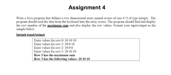 Solved Assignment 4 Write A Java Program That Defines A Two 