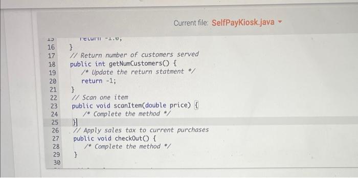 Solved ogram Specifications Write a SelfPaykiosk class to | Chegg.com