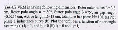 Solved (a)A 42 ﻿VRM is having following dimensions: Rotor | Chegg.com