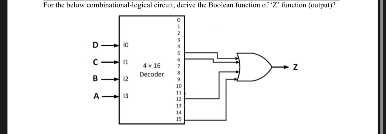 Solved For the below combinational-logical circuit, derive | Chegg.com Solved For the below combinational-logical circuit, derive | Chegg.com