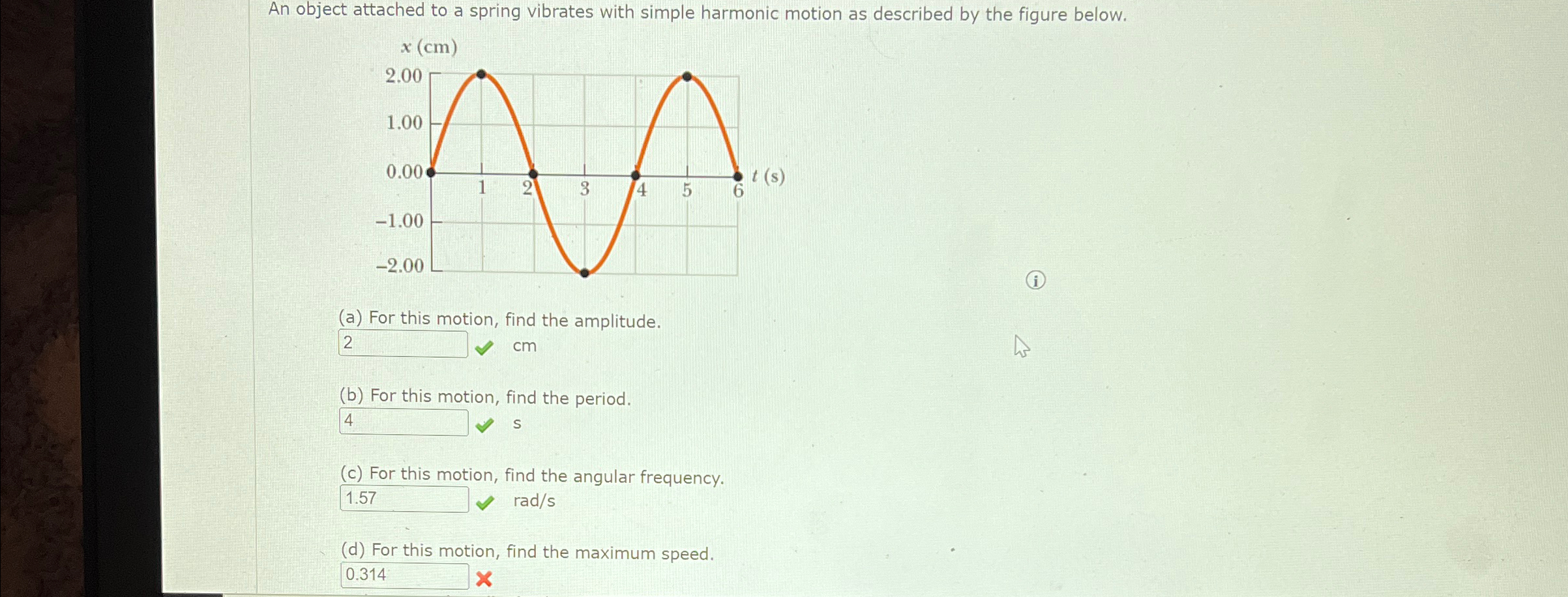 Solved An object attached to a spring vibrates with simple | Chegg.com