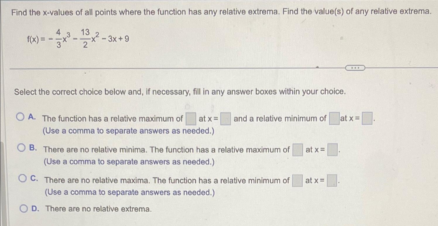 Solved Find the x-values of all points where the function | Chegg.com