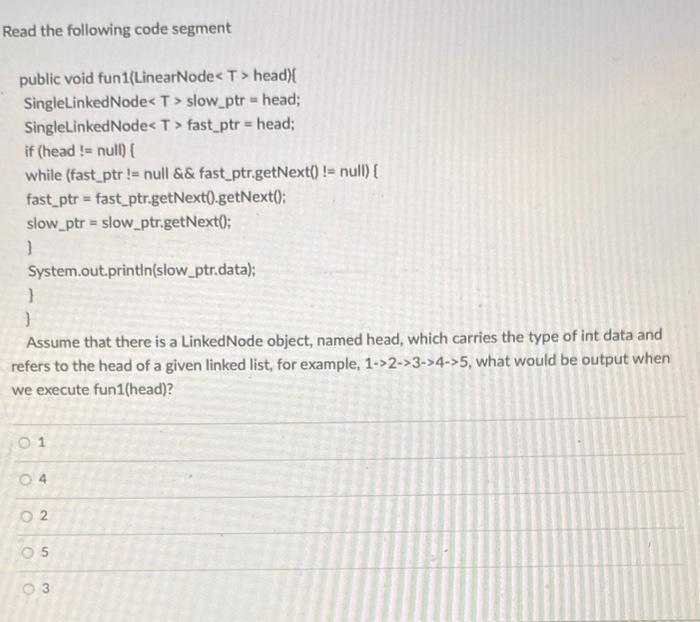 Solved Read the following code segment public void | Chegg.com