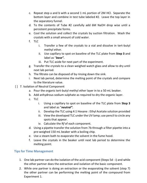 Solved Experiment 3: Separation of a Three Component Mixture | Chegg.com