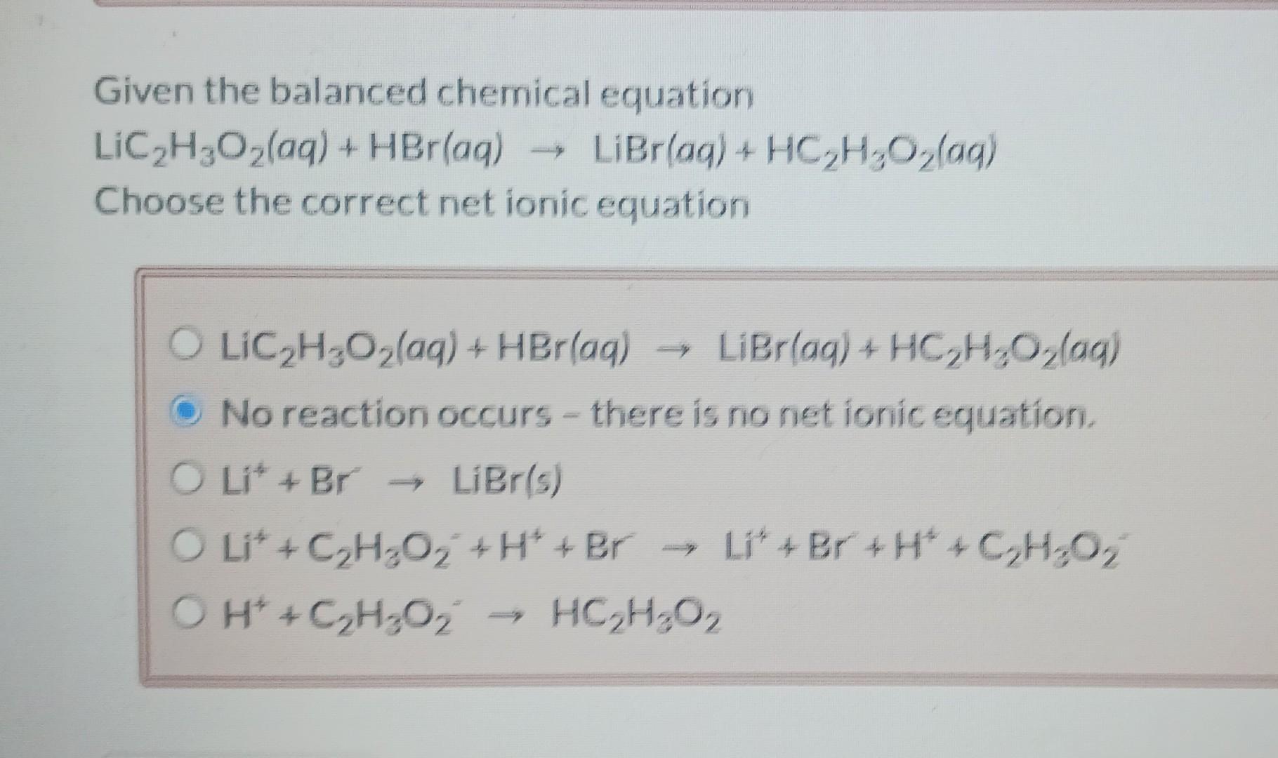 Solved Given the balanced chemical equation | Chegg.com
