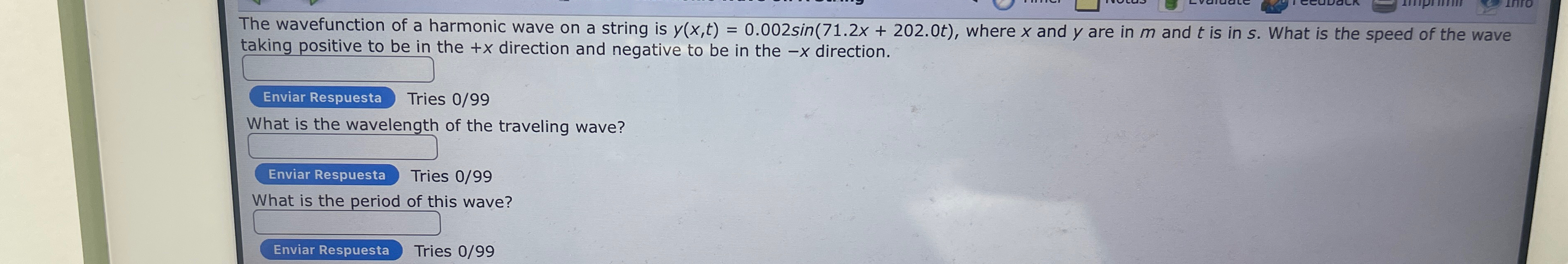 Solved The wavefunction of a harmonic wave on a string is | Chegg.com