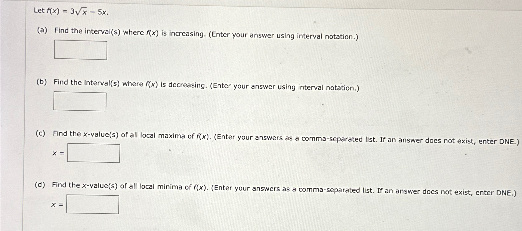 Solved Let f(x)=3x2-5x(a) ﻿Find the interval(s) ﻿where f(x) | Chegg.com