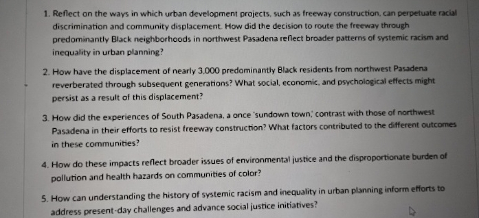 Solved Reflect on the ways in which urban development | Chegg.com