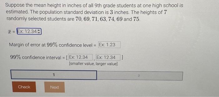 Solved Suppose the mean height in inches of all 9th grade | Chegg.com