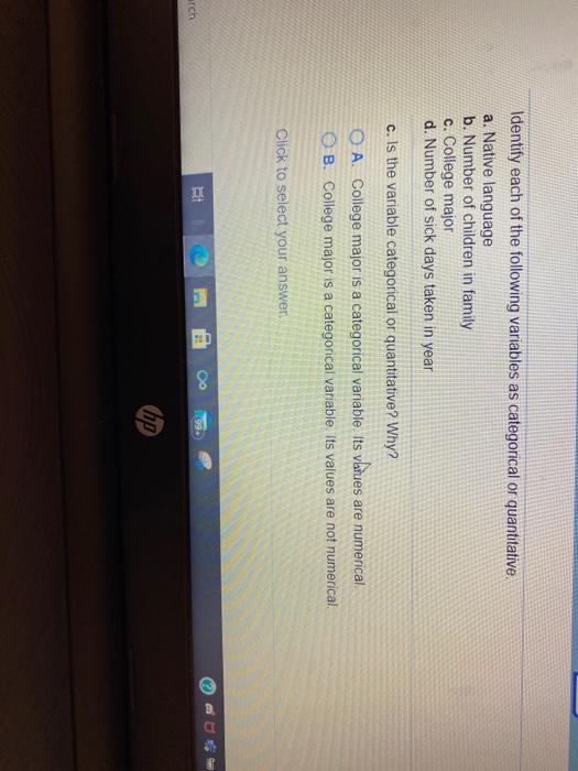 Solved Identify each of the following variables as | Chegg.com