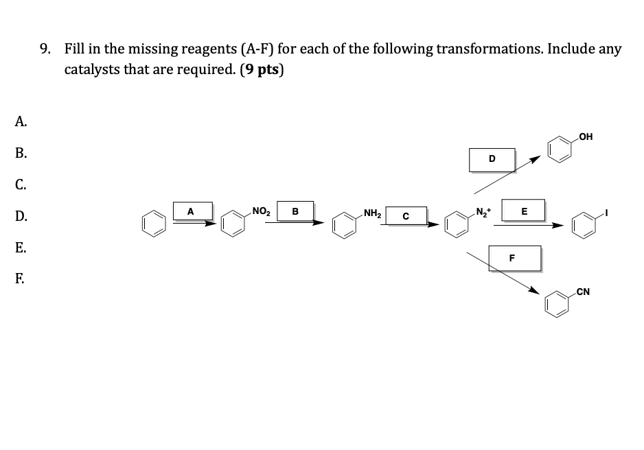 Solved Fill in the missing reagents (A-F) ﻿for each of the | Chegg.com