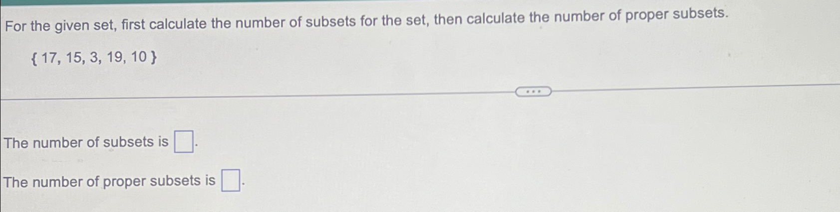 Solved For the given set, first calculate the number of | Chegg.com