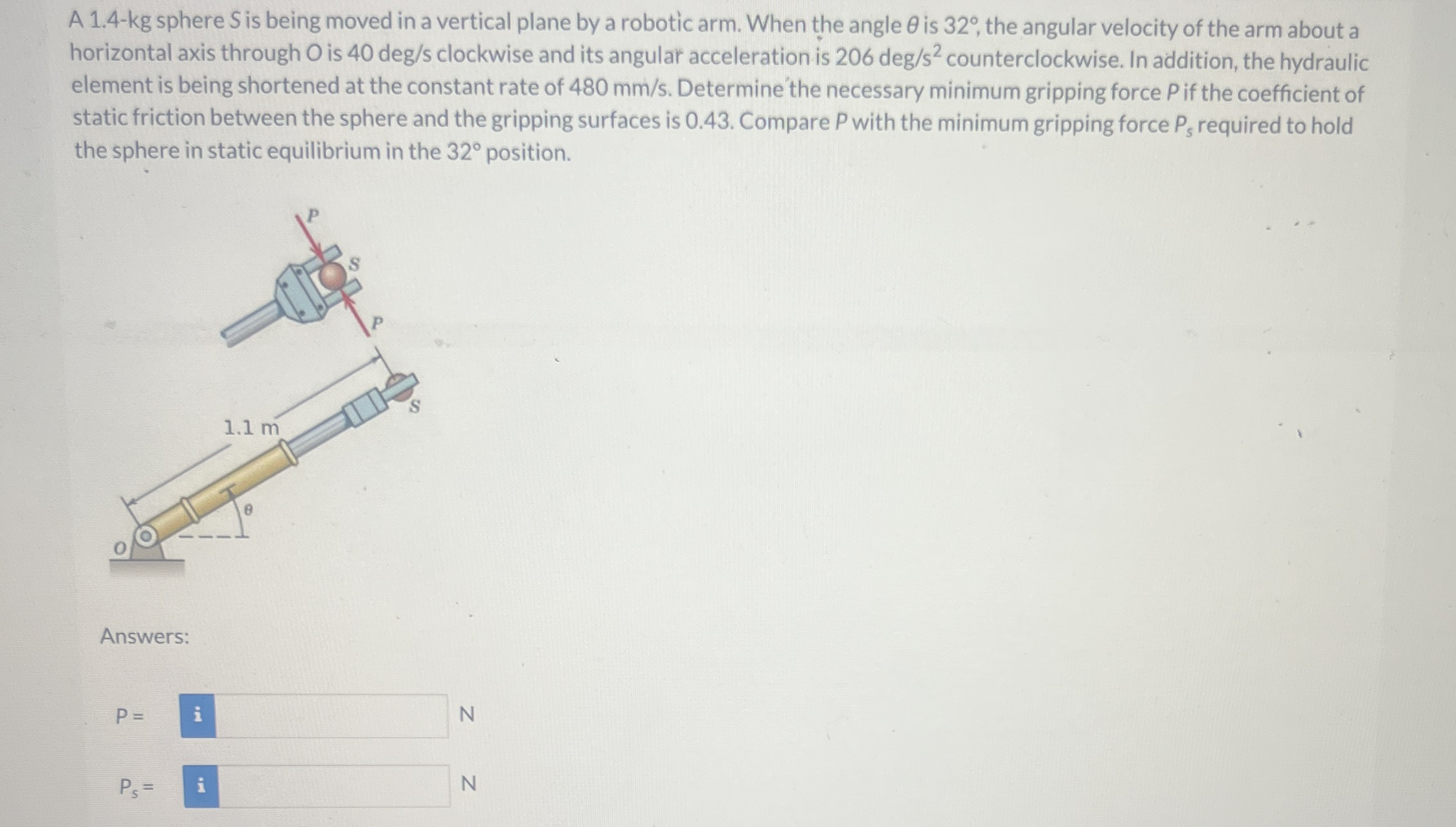 A 1.4-kg sphere S ﻿is being moved in a vertical plane | Chegg.com