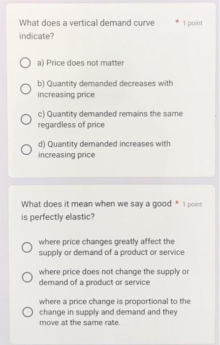 Solved What does a vertical demand curve 1 point indicate? | Chegg.com