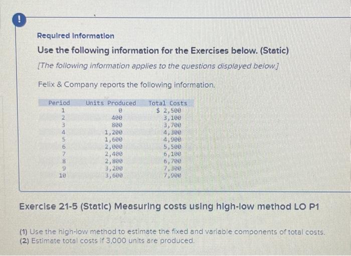 Solved Requlred Information Use the following information | Chegg.com