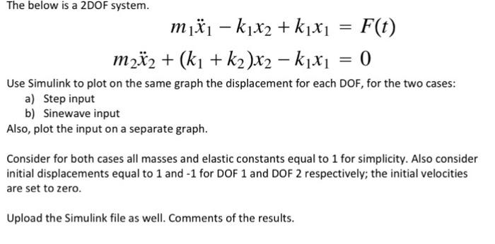Solved The below is a 2DOF system. | Chegg.com