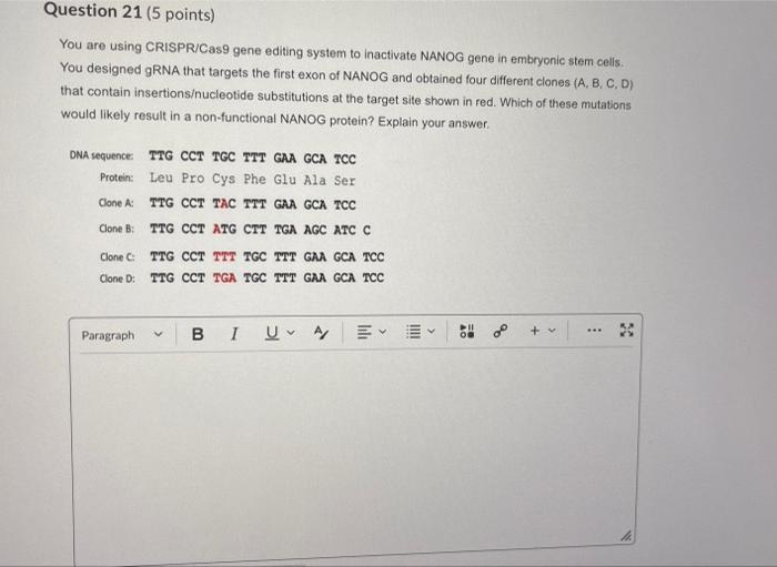 Solved You are using CRISPR/Cas9 gene editing system to | Chegg.com